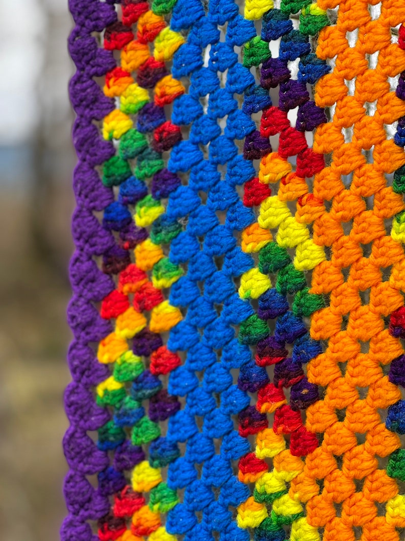 Colorful Crocheted Afghan Rainbow Afghan Bold Colored | Etsy