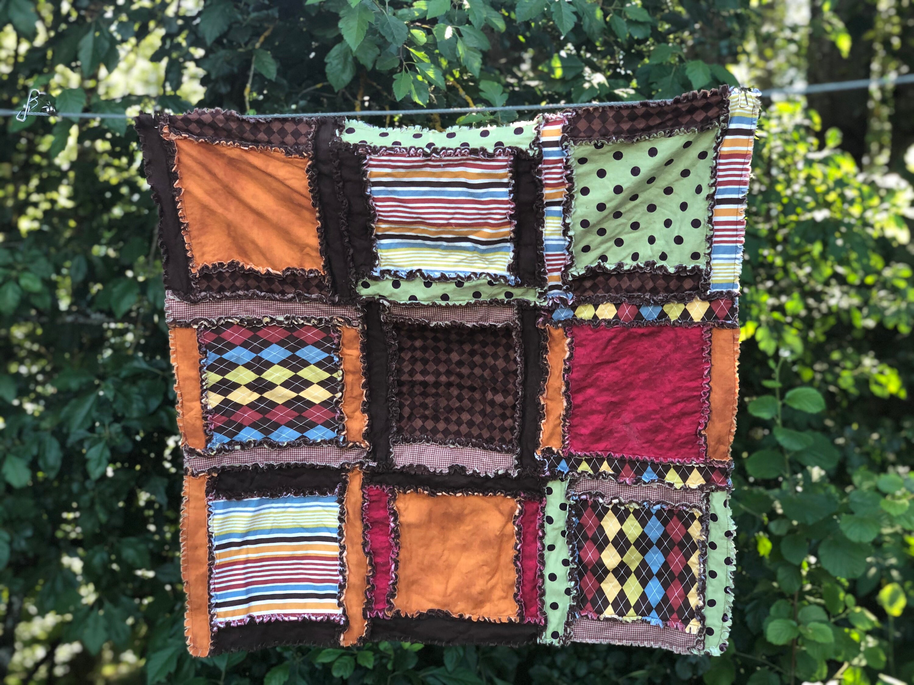 Small Rag Quilt Rag Quilt Brown Quilt Lap Quilt Baby | Etsy