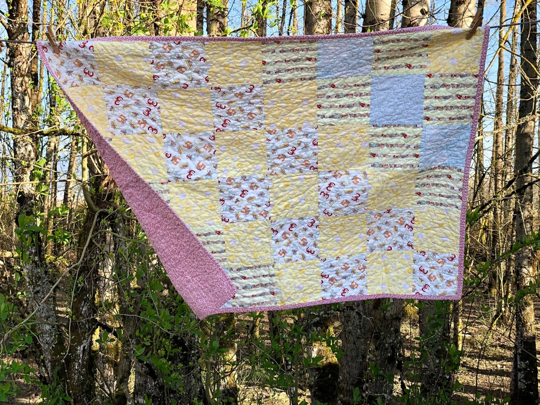 Yellow Patchwork Quilt Yellow Baby Quilt Monkey Quilt 123 - Etsy