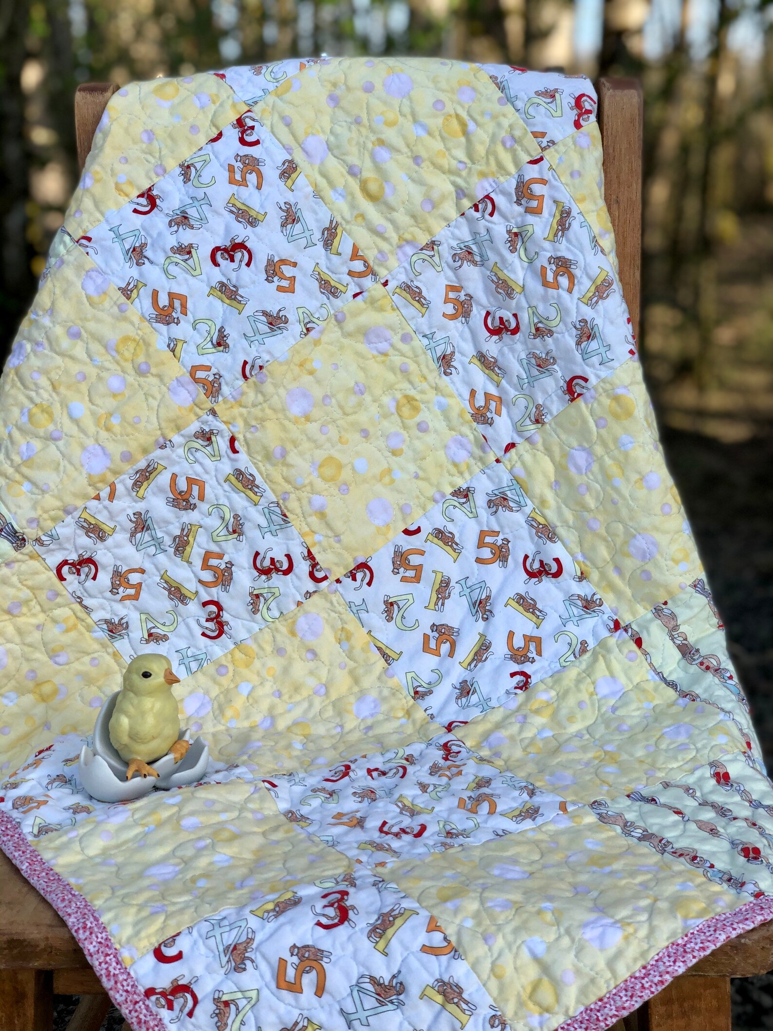 Yellow Patchwork Quilt Yellow Baby Quilt Monkey Quilt 123 | Etsy
