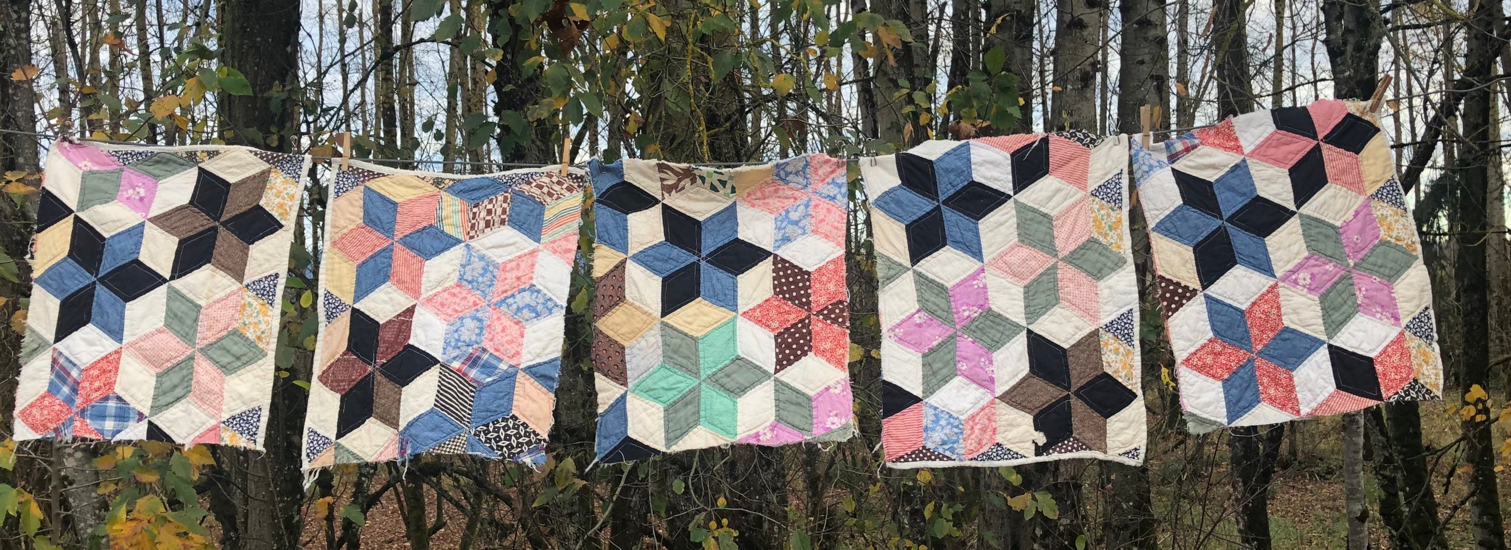 Vintage Star Quilt Piece Tumbling Block Quilt Piece | Etsy