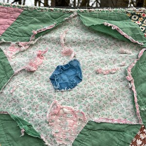 D Vintage Tattered Feed Sack Star Quilt Piece, Jadeite Green Cutter ...
