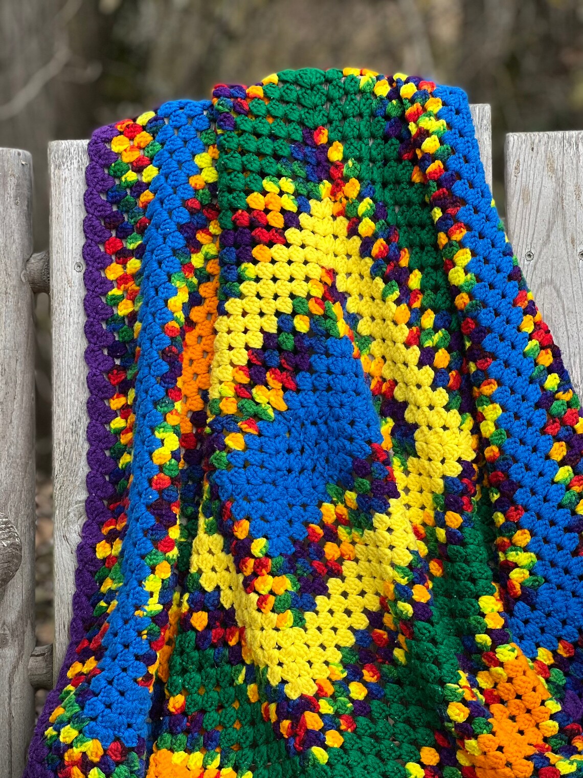 Colorful Crocheted Afghan Rainbow Afghan Bold Colored - Etsy