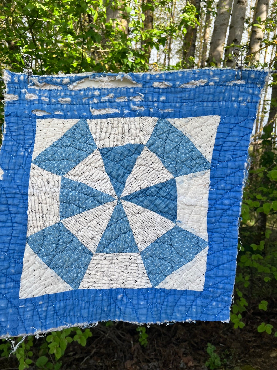 Primitive Indigo Blue Quilt Piece, Patchwork Quilt Piece, Old Quilt ...