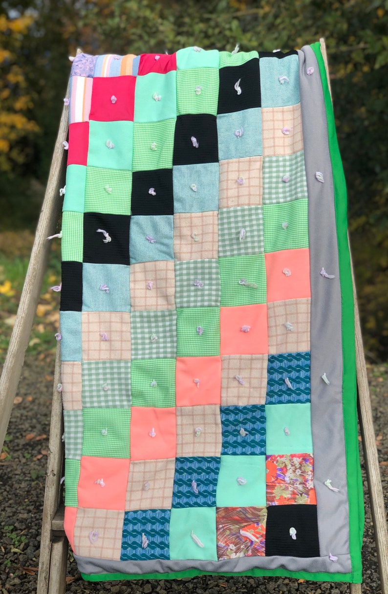 Vintage Green Patchwork Quilt Warm Quilt Polyester Quilt - Etsy