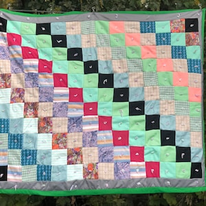 Vintage Green Patchwork Quilt, Warm Quilt, Polyester Quilt, Boho Quilt ...
