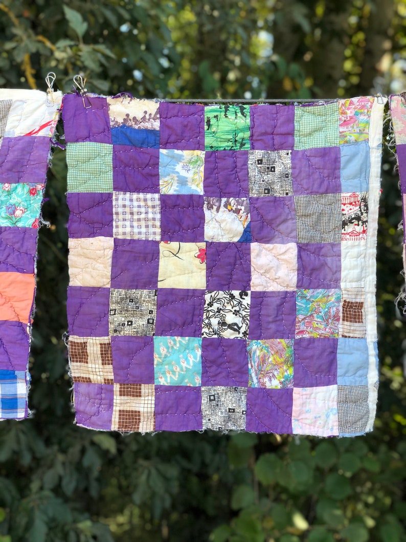Purple Patchwork Quilt Piece Cutter Quilt Piece Vintage - Etsy