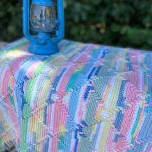 Beautiful, Vintage, Heavy, Pastel Afghan, Vintage Afghan, Blue Yellow ...