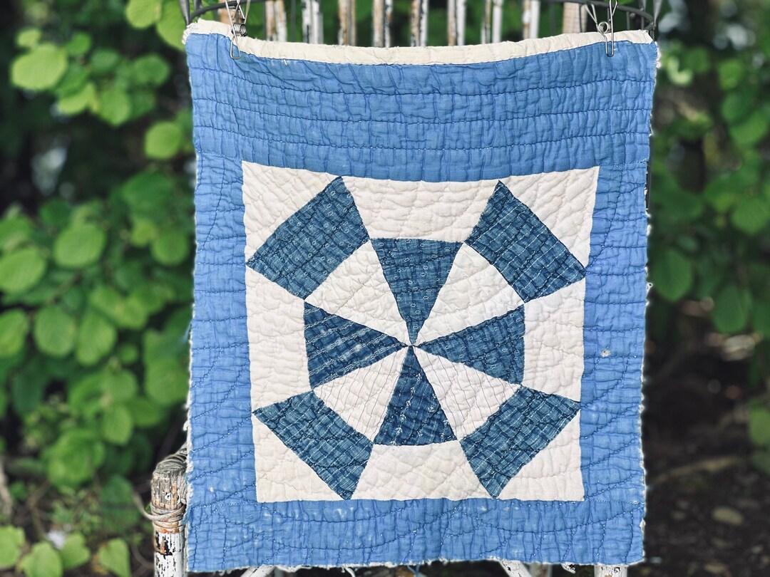 Primitive Indigo Blue Quilt Piece, Patchwork Quilt Piece, Old Quilt ...