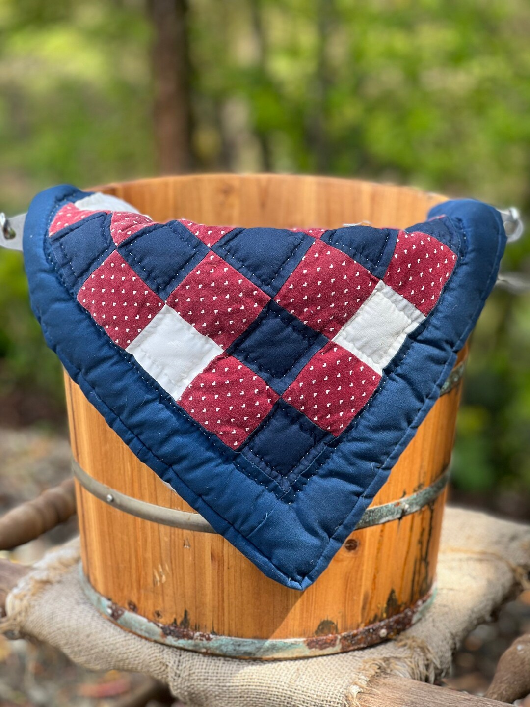 Primitive Quilt Piece, Red, White Blue Quilt Piece, Patriotic Quilt ...