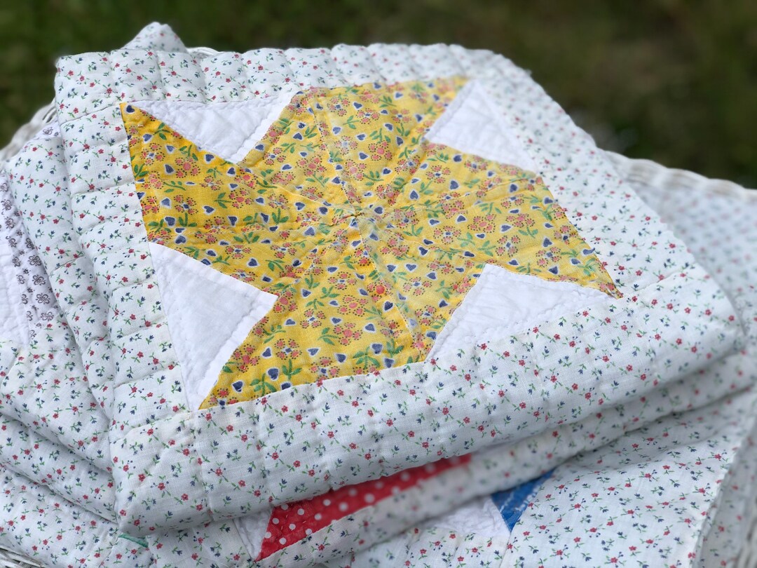 Vintage Pinwheel Quilt Piece Quilt Piece Cutter Quilt - Etsy