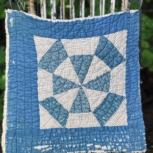 Primitive Indigo Blue Quilt Piece, Patchwork Quilt Piece, Old Quilt ...