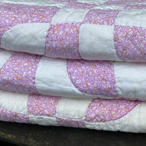 B) Beautiful Lavender & White Floral Patchwork Quilt Piece, Crafters ...