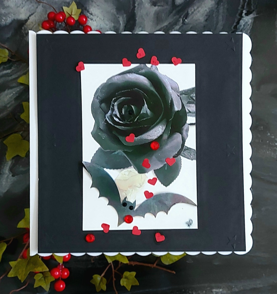 Gothic Anniversary Card Bat Anniversary Card Rose - Etsy