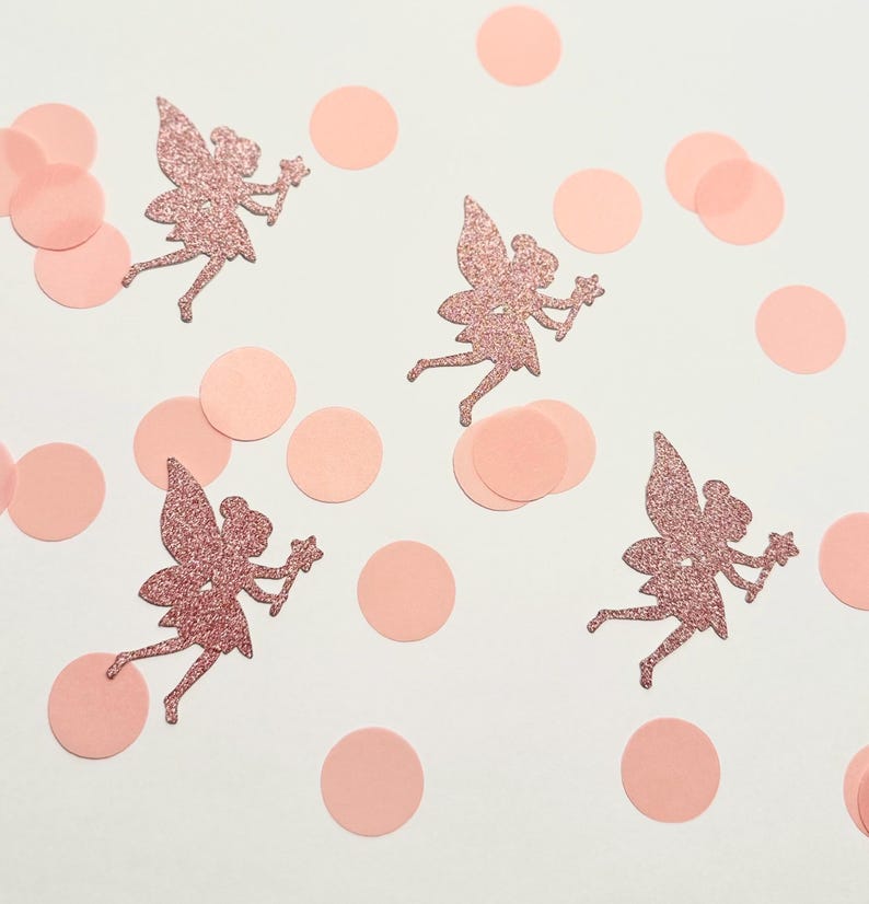 Glitter Gold or Silver Fairy on Pink Vellum | Fairy Table Confetti ...