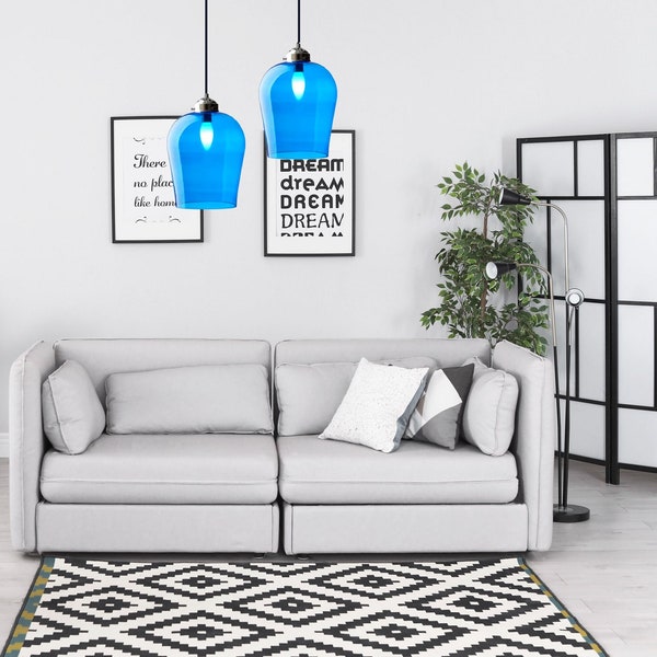 Blue Glass Pendant Light - Etsy