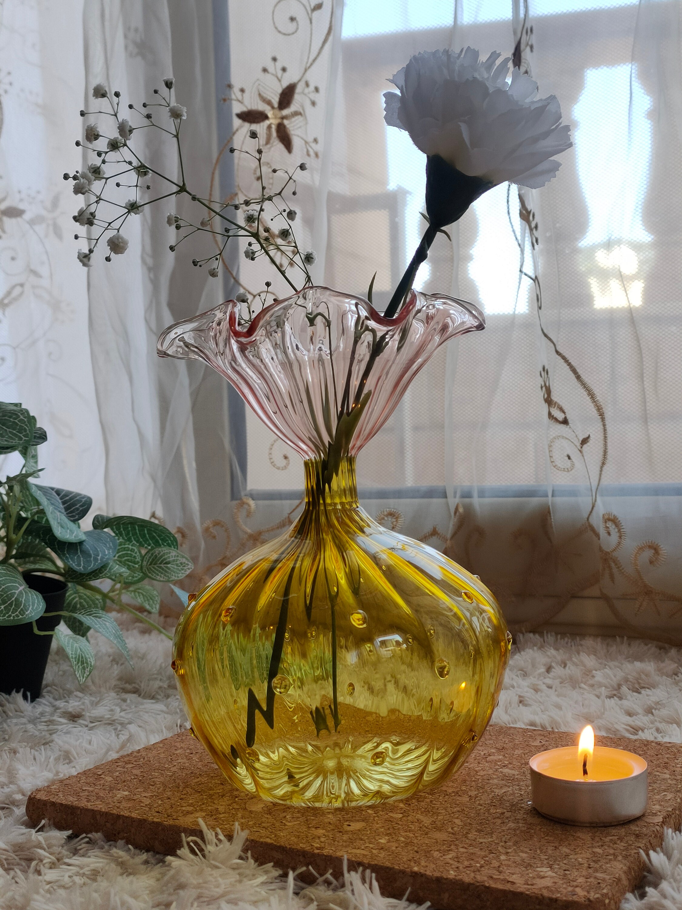 Blooming Flower Blown Glass Vase - Etsy