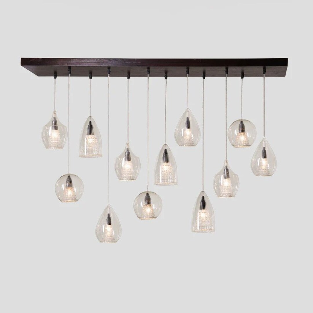 Artisanal Set of 12 Pendant Light Double Layer Glass - Etsy