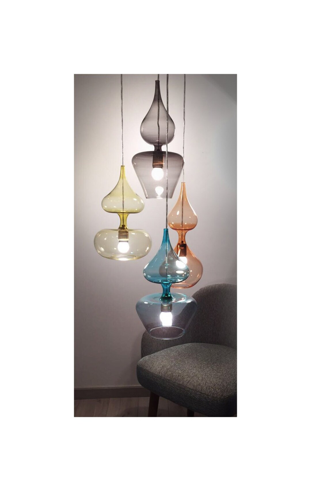 Set of 4 Modern Multicolored HANDMADE Deco Light Fixture , Hanging Lamp ...