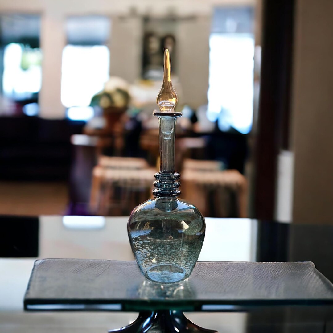 Green Genzary Glass Decorative Bottles for Essential Oils | Refillable ...