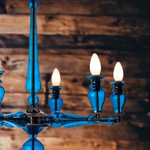 Blue Beaded Chandelier Light Fixture - Kitchen Island Light - Ceiling ...