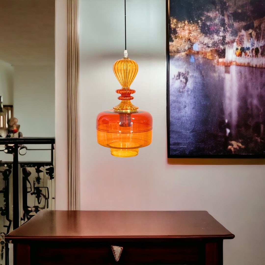 Blown Glass Pendant Light - Kitchen Island Ceiling Light - Pendant ...