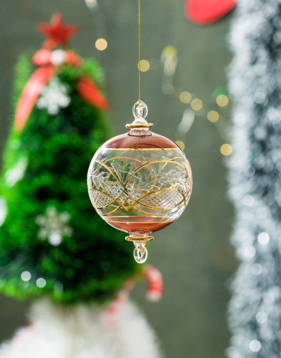 Set of Three Large Glass Tree Topper Ball Ornaments for Christmas Tree Decorations Handblown Christmas Tree Topper Blown Glass Ornament Etsy UK