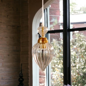 Hand Blown Glass Pendant Light Kitchen Island Ceiling Light Blown Glass ...