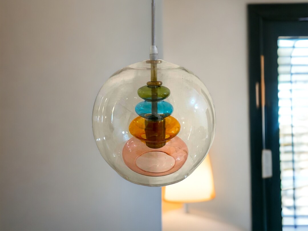 Prism Glow Pendant: Blown Glass Light Pendant for Kitchen Decor Custom ...