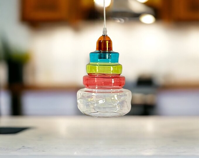 Sea Glass, Kitchen Décor. Blown Glass Pendant Lights for Kitchen Island ...