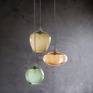 Set of Three Blown Glass Light Pendants for Office Decor - Etsy