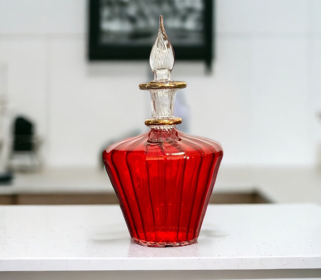 Red Glass Fragrance Decanter | Decorative Perfume Bottle | Colored ...