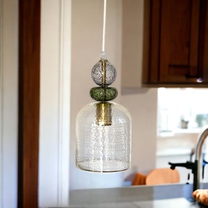 Hand Blown Glass Pendant Light - Kitchen Island Ceiling Light - Blown ...