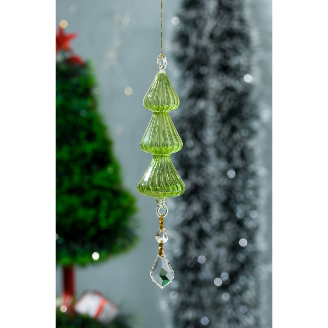 Christmas Green Tree Topper Glass Ornament , Stained Glass Christmas ...