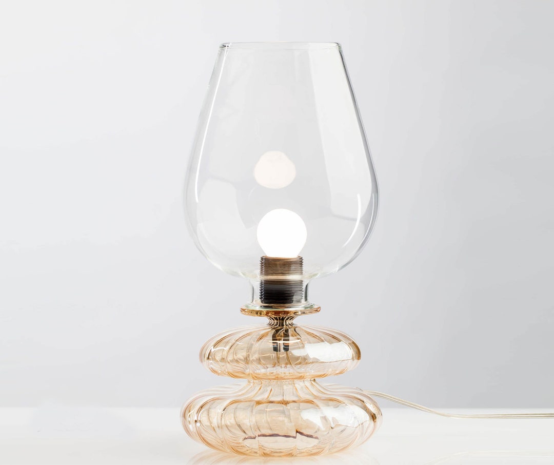 Handmade Unique Table Lamp Blown Glass Lampshade Bedside Lamp - Etsy