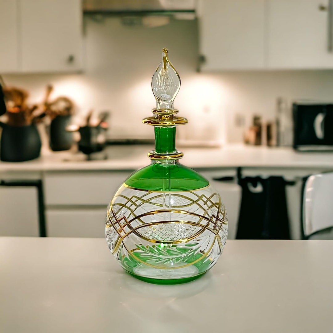 Green Perfume Bottle in 14 K Gold | Fragrance Bottle | Refillable Glass ...