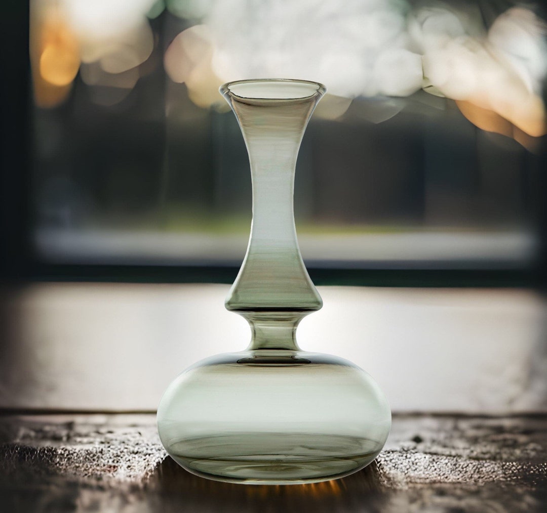 Shaded Grey Art Deco Vase , Hand Blown Glassware , Blown Glass Vases ...