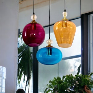 Blown Glass Pendant Light - Kitchen Island Ceiling Light - Pendant ...