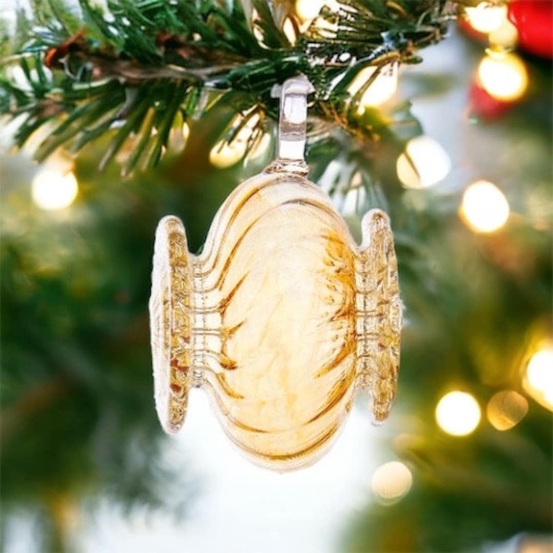 Gold Ribbed Glass Tree Topper Ornament , Stained Glass Christmas ...