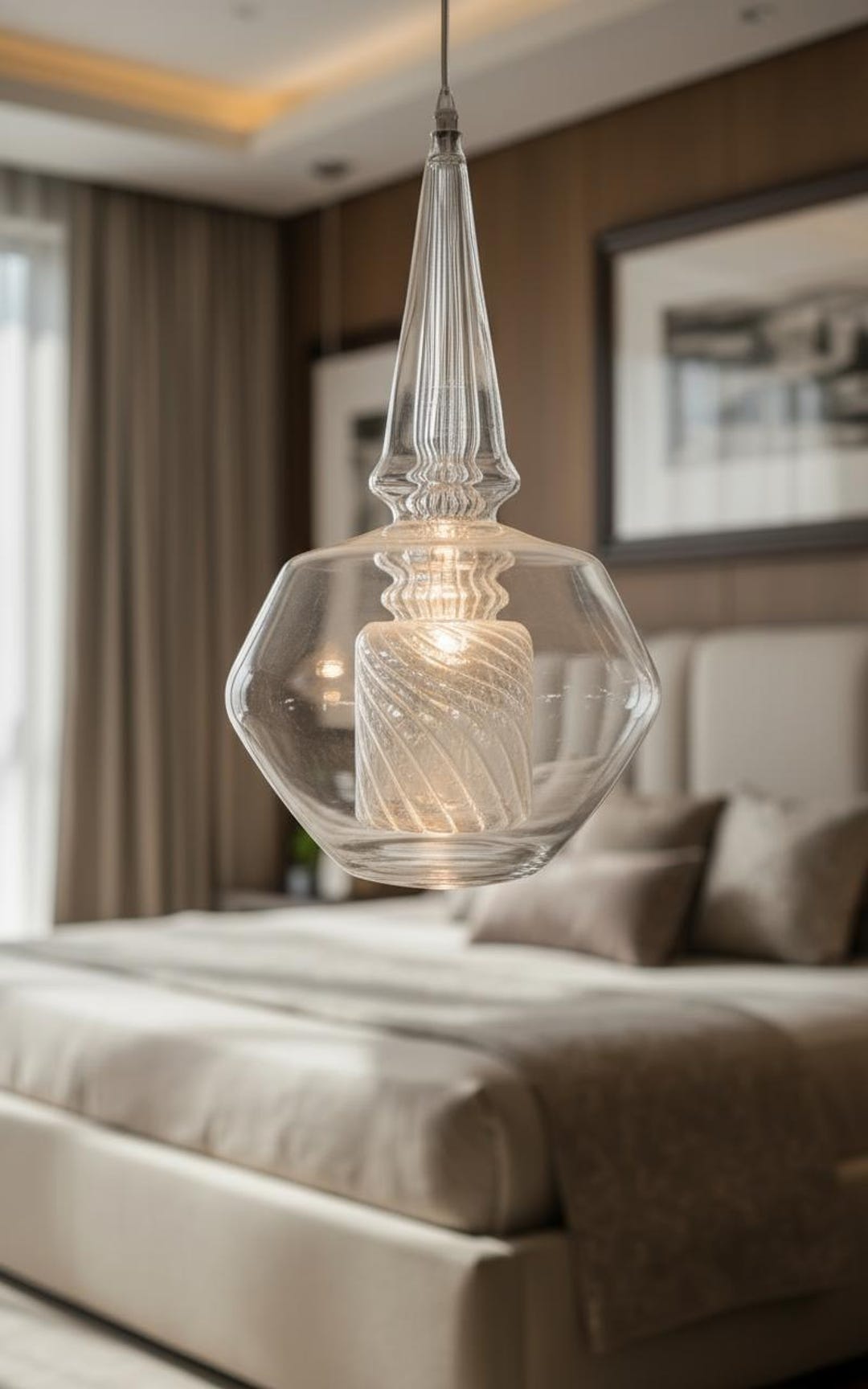 Blown Glass Pendant Light – Smoke Gray Ribbed Glass, Modern Lighting - Etsy
