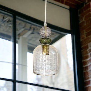 Hand Blown Glass Pendant Light - Kitchen Island Ceiling Light - Blown ...