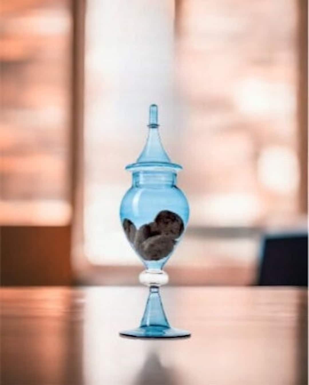 Blue Glass Event Candy Dish - Blown Glass Candy Container - Vintage ...