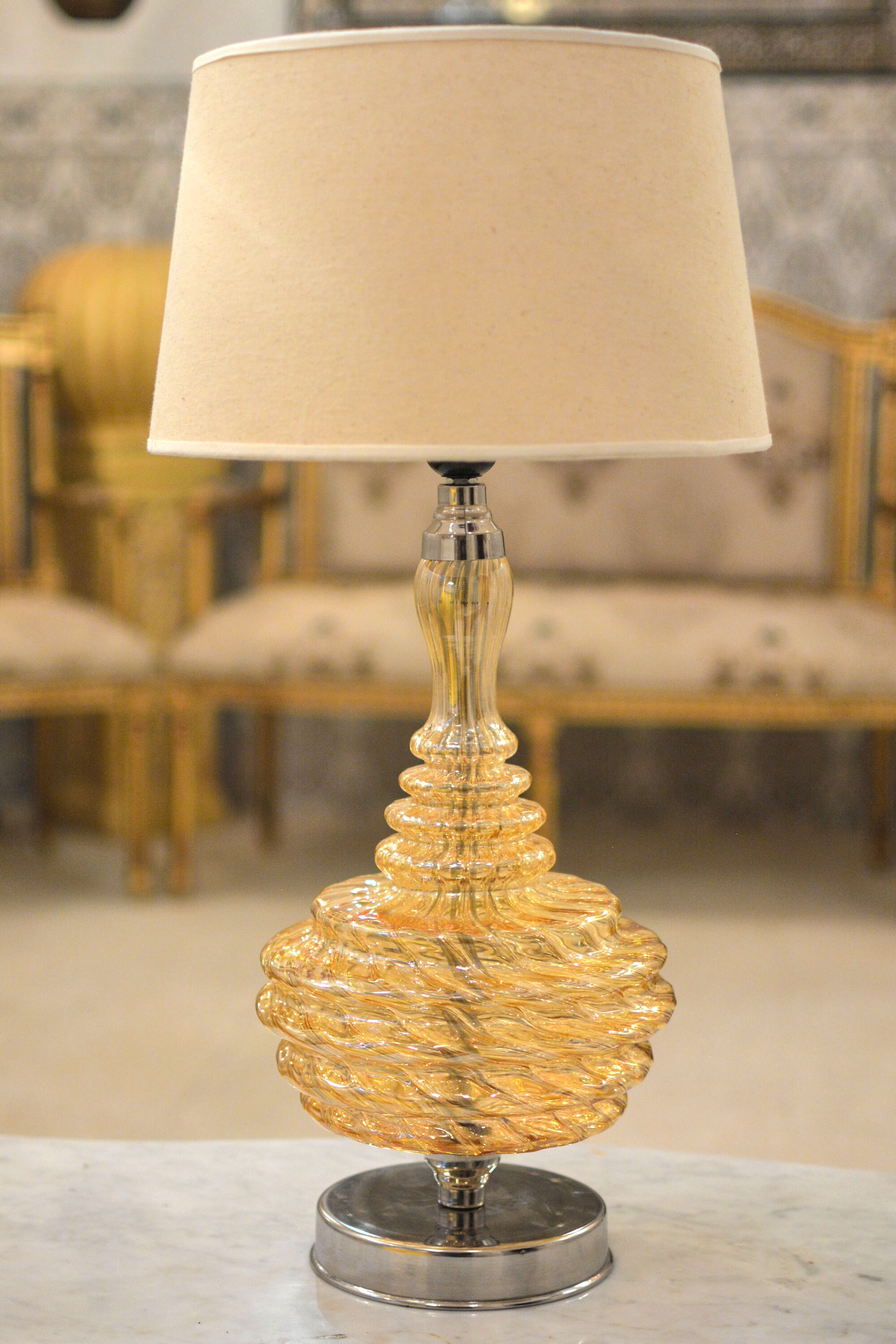 Gold Colored Modern Handmade Table Lamp New Collection Blown Glass ...