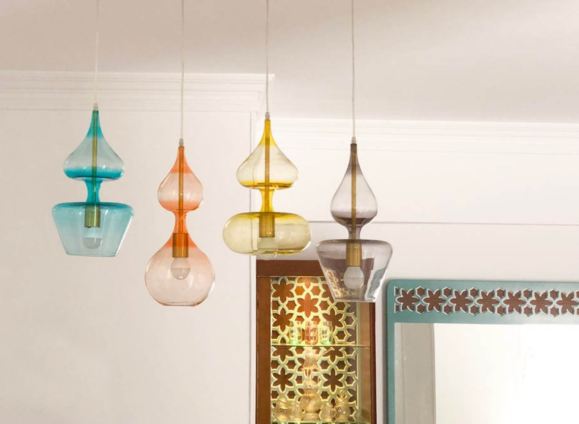 Set of 4 Modern Multicolored HANDMADE Deco Light Fixture , Hanging Lamp ...