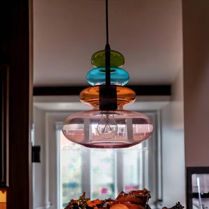 Multicolored Set of Three Hand Blown Glass Light Pendants Egyptian Art ...