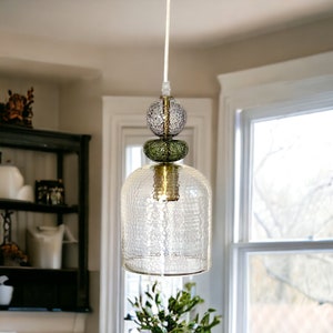 Hand Blown Glass Pendant Light - Kitchen Island Ceiling Light - Blown ...