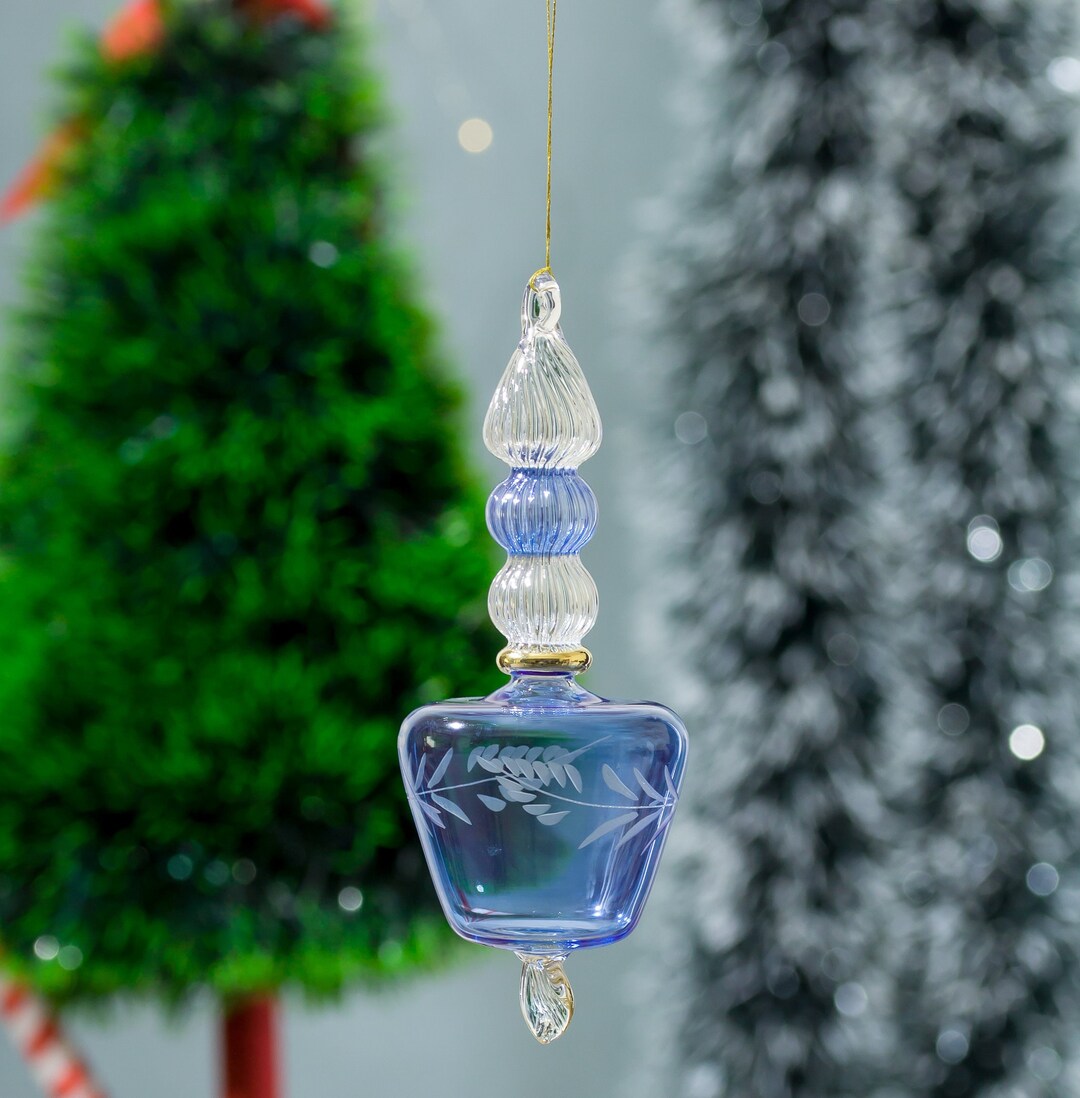 Clear and Blue Tree Topper Ornament , Stained Glass Christmas Ornament ...