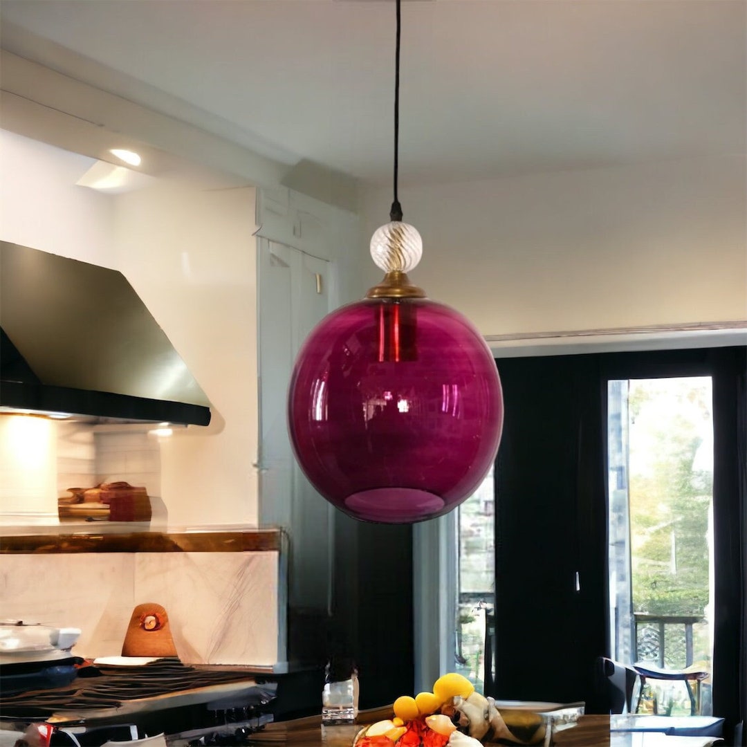 Blown Glass Pendant Light - Kitchen Island Ceiling Light - Pendant ...
