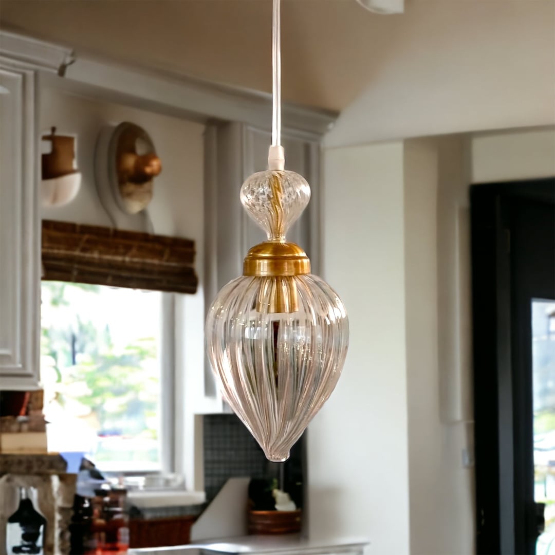 Hand Blown Glass Pendant Light Kitchen Island Ceiling Light Blown Glass ...