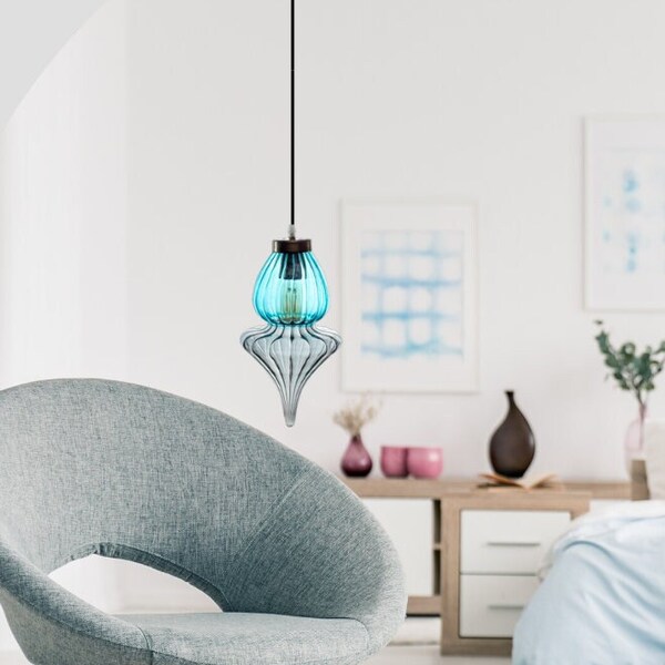Blown Glass Pendant Light - Etsy